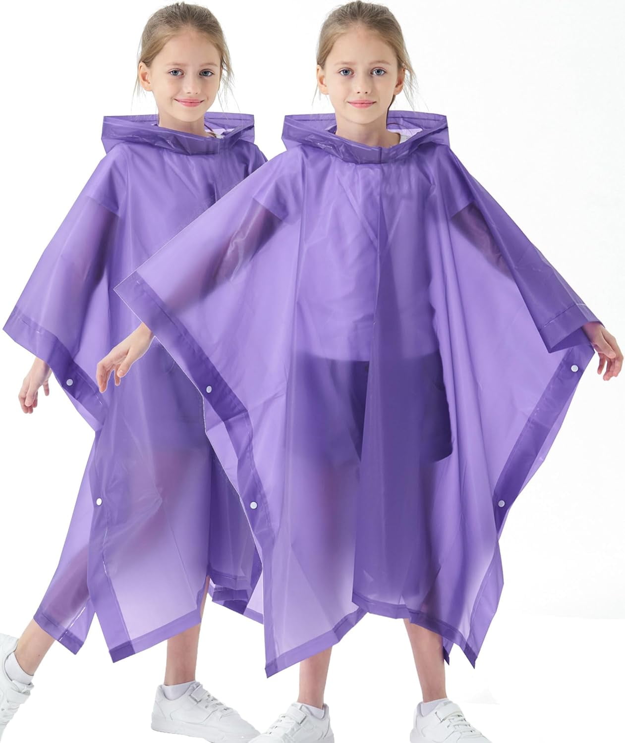 2 Pack Raincoats for Kids, Borogo Kids Rain Jacket Reusable Emergency ...