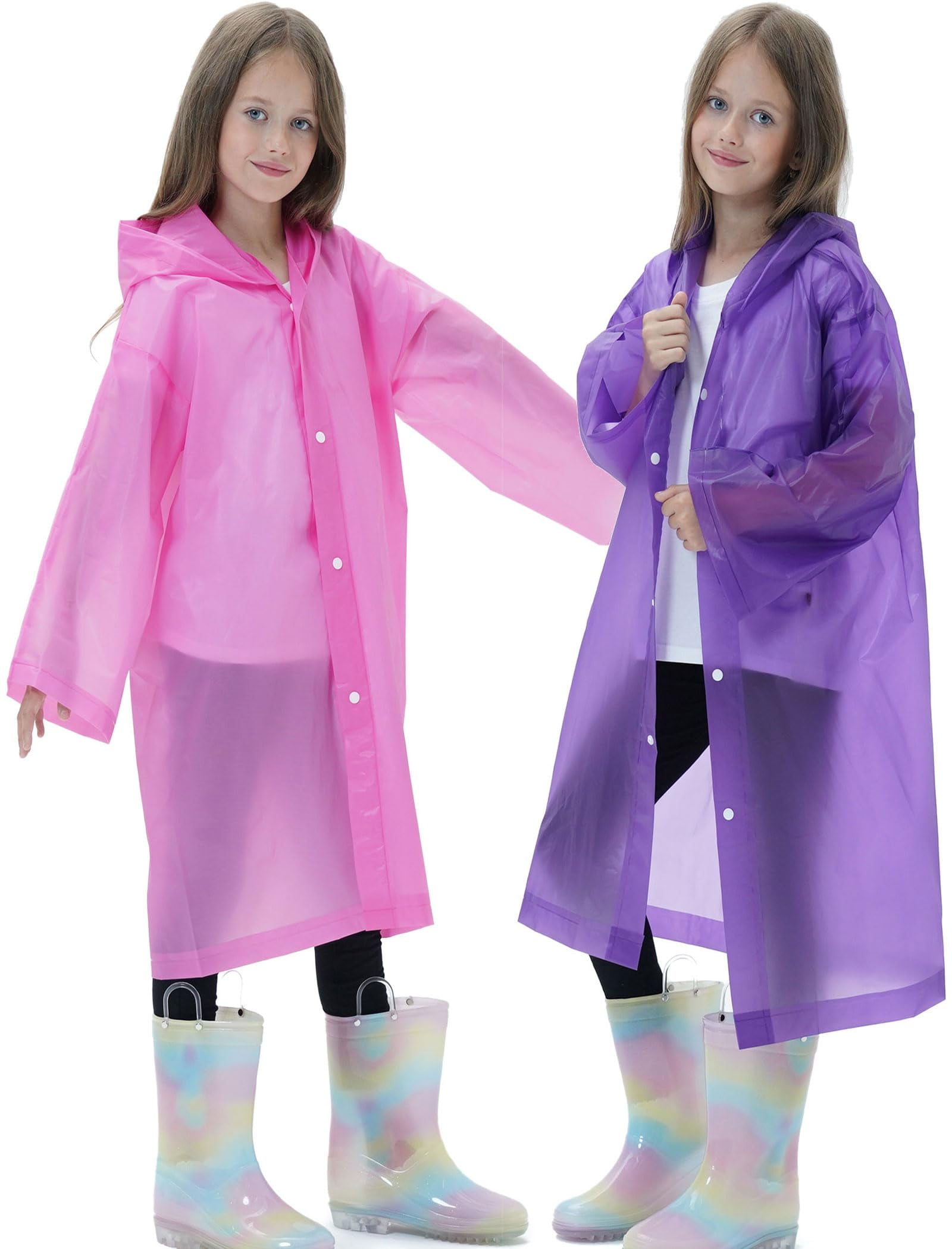 2 Pack Raincoats for Kids, Reusable Rain Ponchos with Hood and Sleeves Rain Coats - Walmart.com