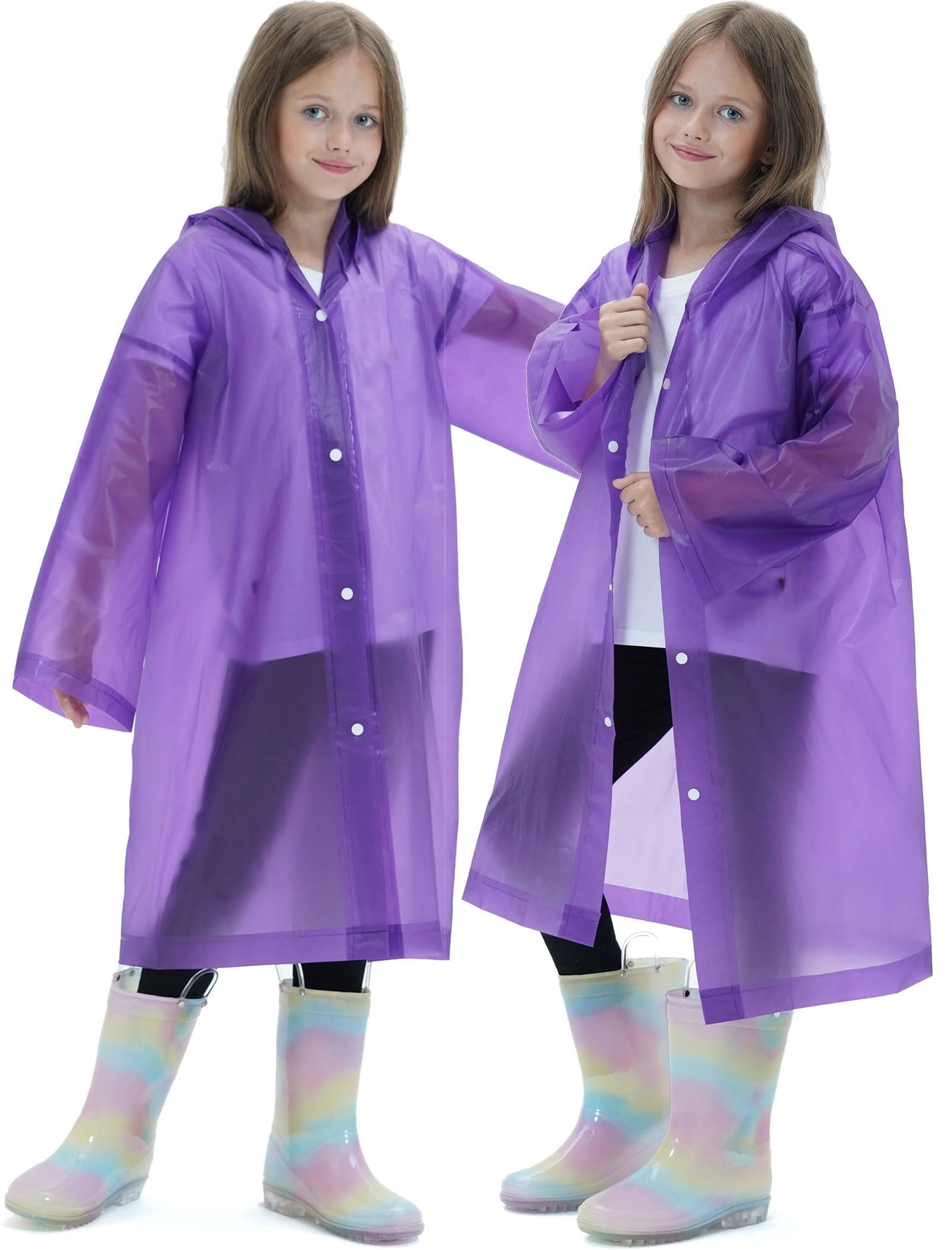 2 Pack Raincoats for Kids, Reusable Rain Ponchos with Hood and Sleeves Rain Coats - Walmart.com