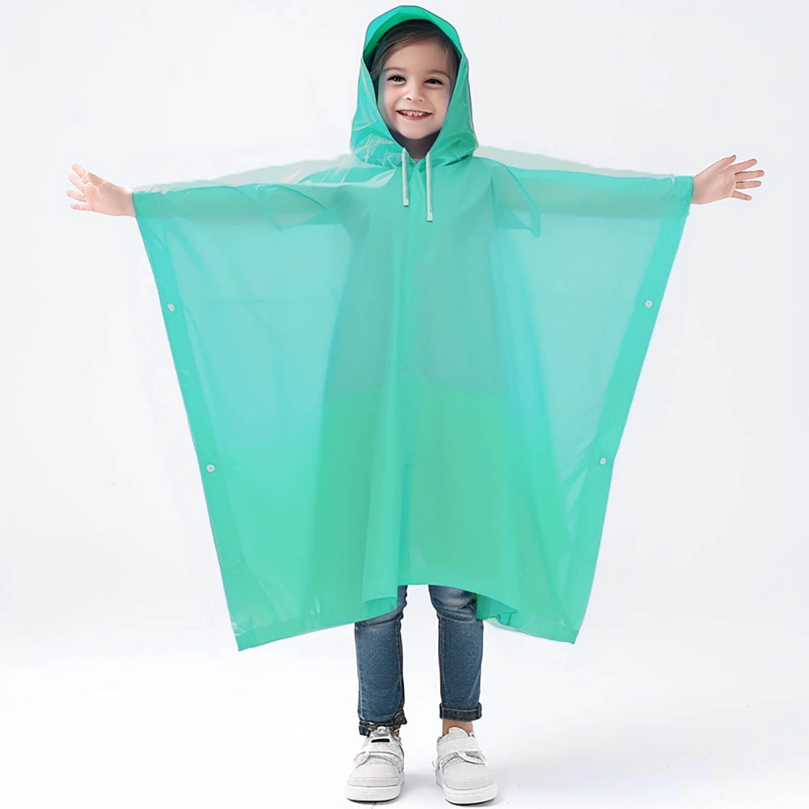 2 Pack Raincoats for Kids, Reusable Rain Ponchos with Hood and Sleeves ...