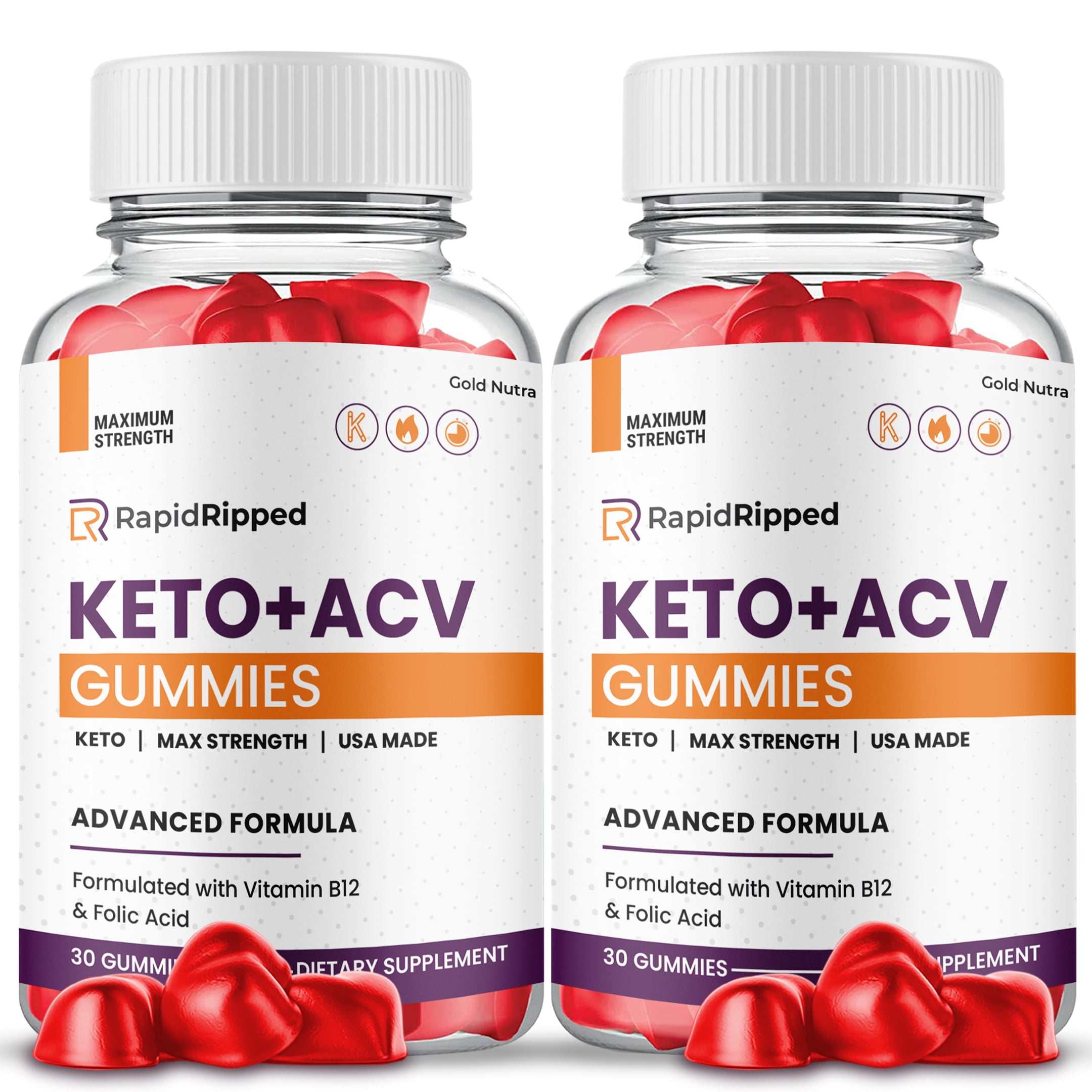 (2 Pack) Rapid Ripped Keto ACV Gummies, RapidRipped + Apple Cider ...
