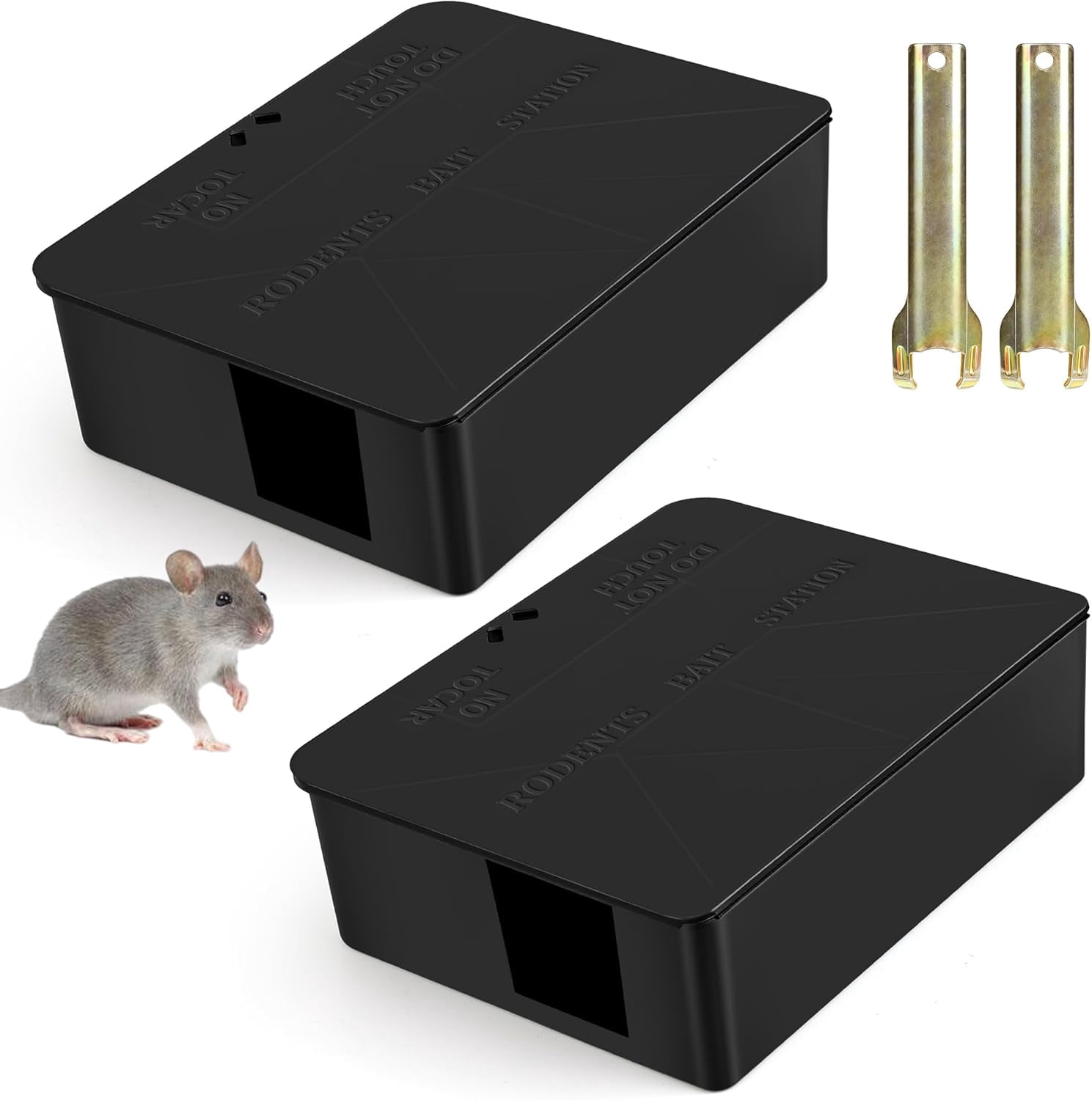2 Pack Rat Bait Station Traps - Reusable Rodent Stations for Indoor ...
