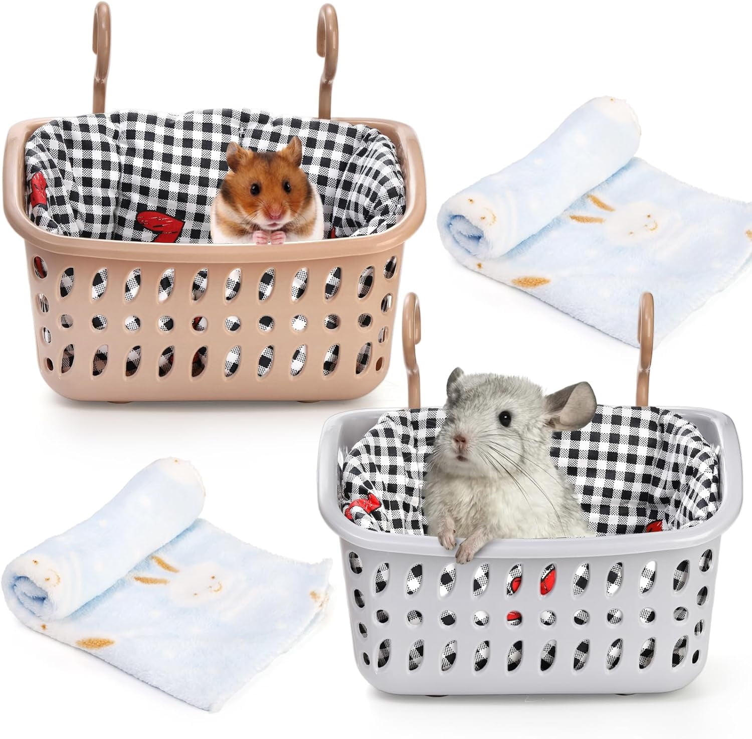 2 Pack Rat Hammock for Cage, Chew Proof Small Animal Hanging Basket Bed ...