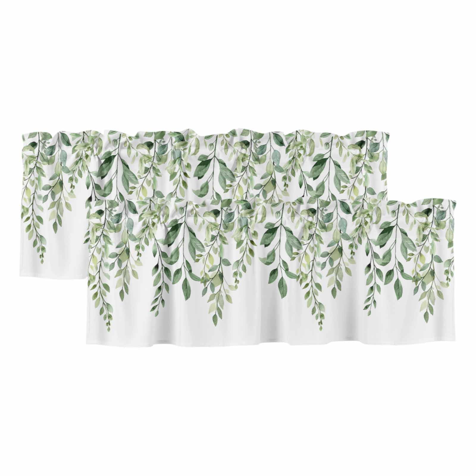 2 Pack Rat Tailings Valance for Window Green Plants Leaf Farmhouse ...