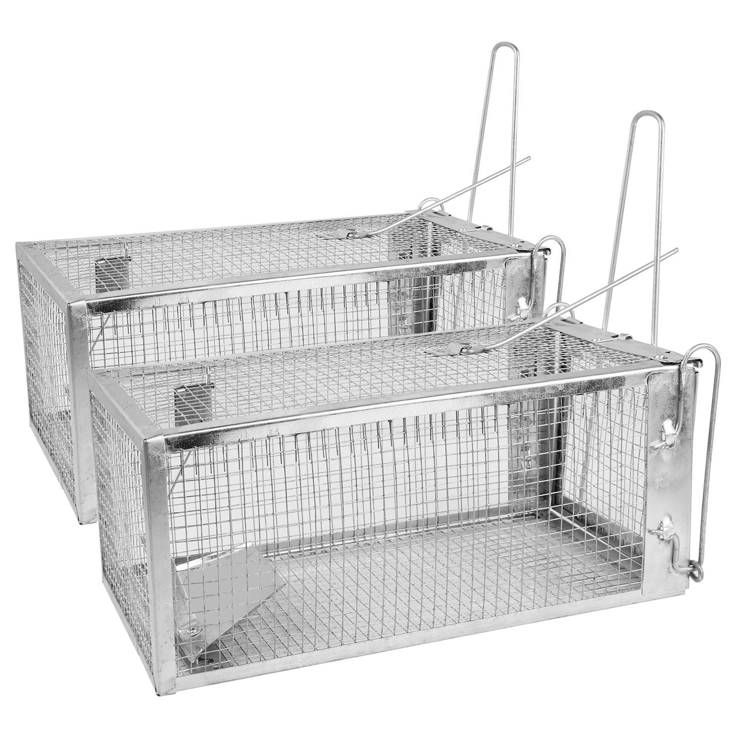 2 Pack Rat Trap Cage Humane Live Rodent Trap Cage Galvanized Iron Mice ...