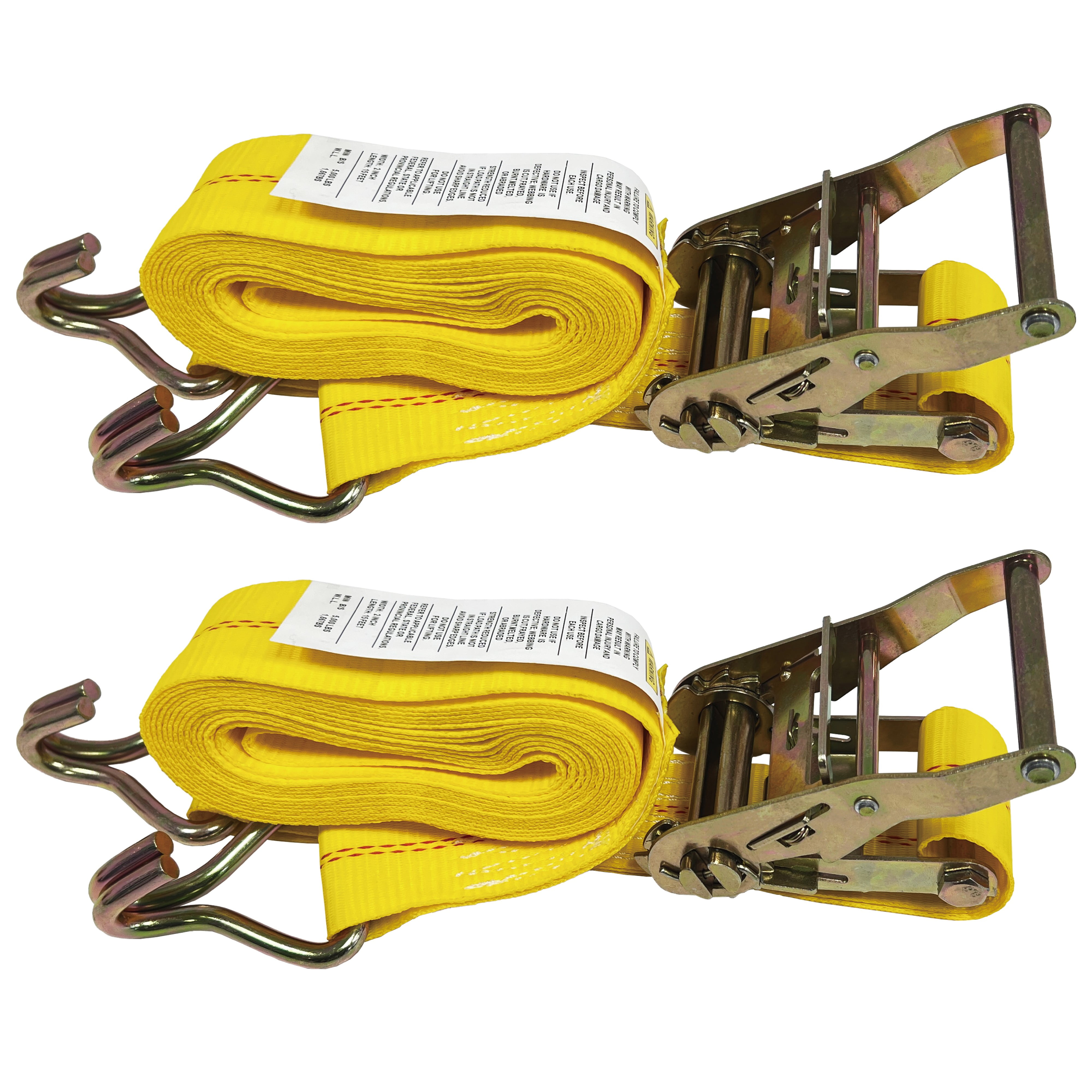 2 Pack Ratchet Straps 2" x 15' x 5000lbs Cargo Tie Down Straps with J ...