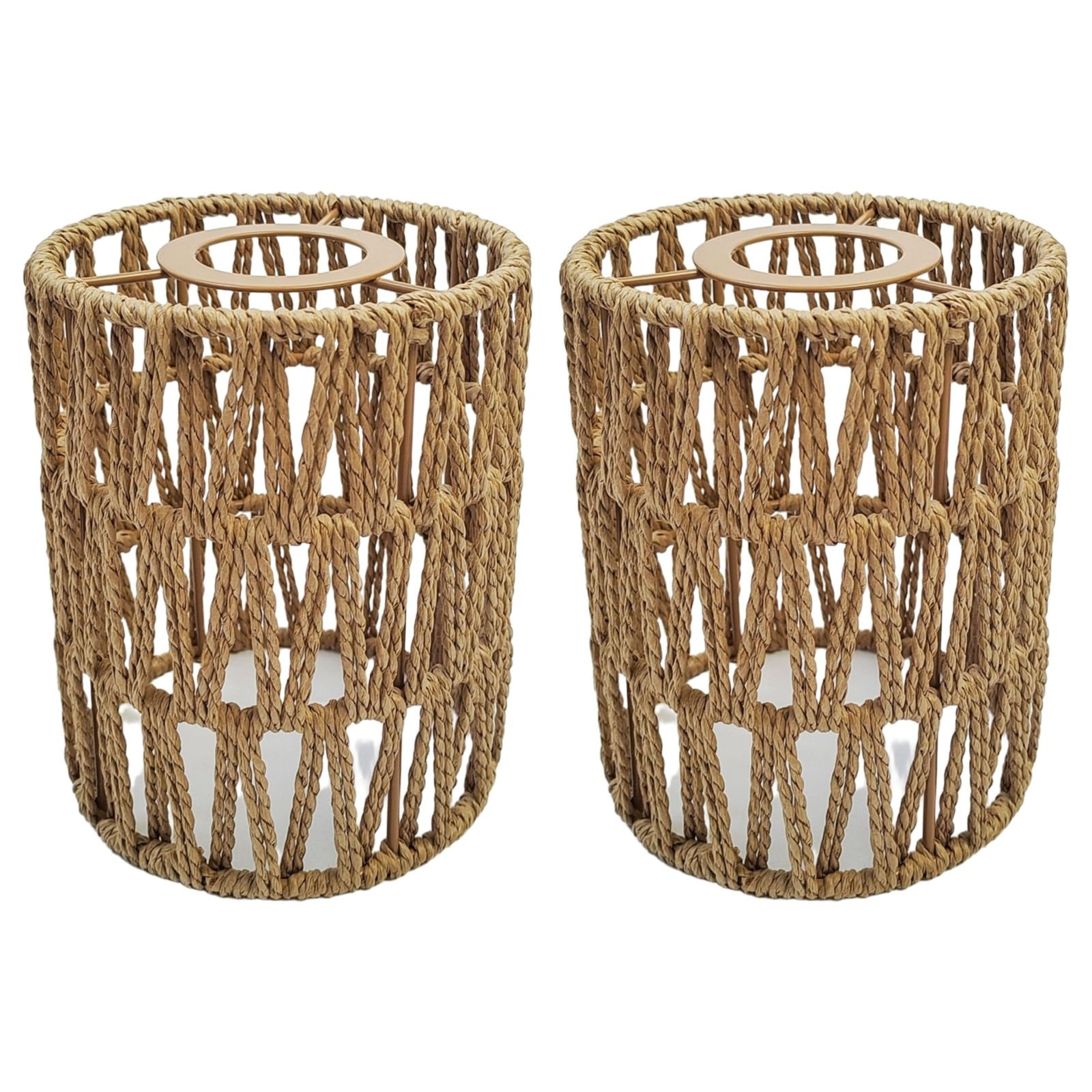 2 Pack Rattan Lamp Shade Small Boho Shades Replacement - Pendant Sconce ...