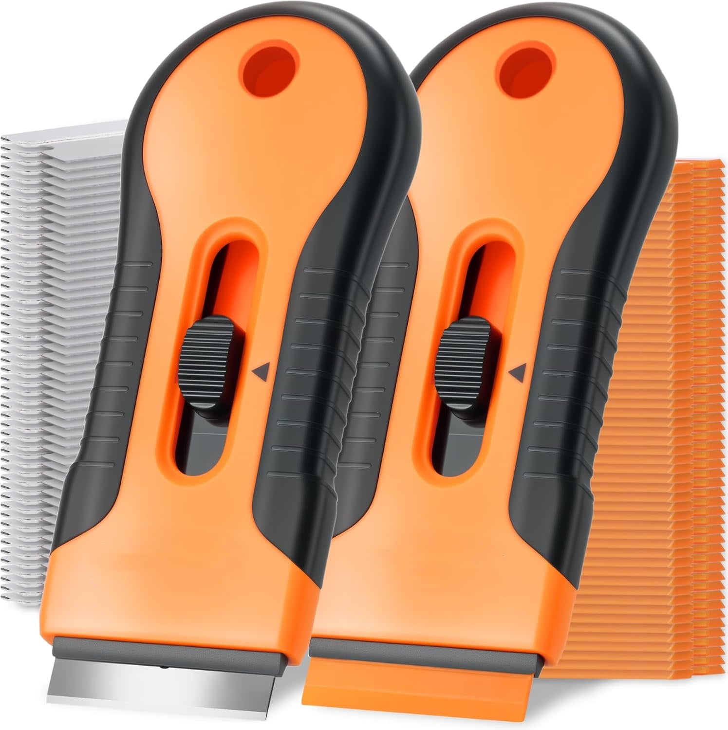 2 Pack Razor Scraper Set with 80PCS Blades (30 Metal + 50 Plastic ...