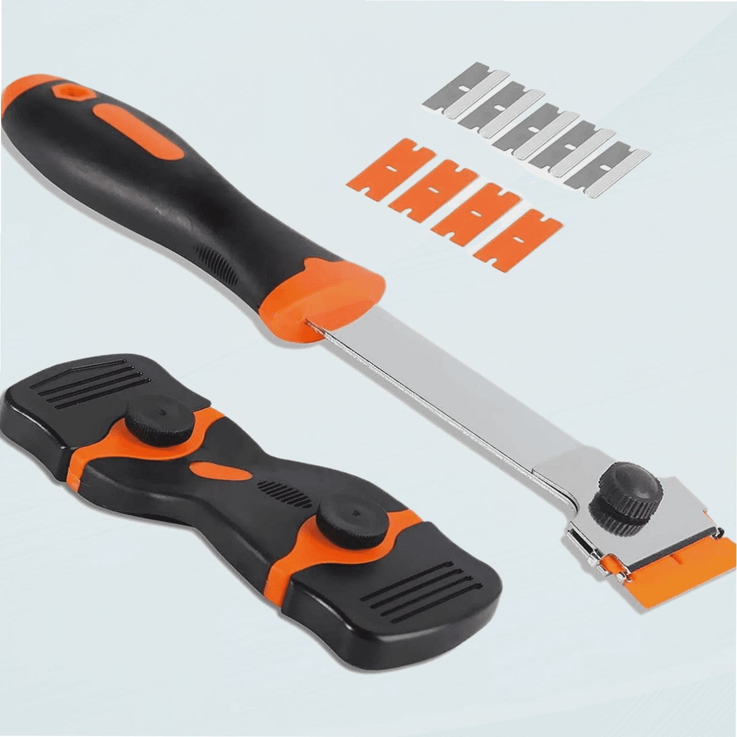 2 Pack Razor Scraper Tool Set with 5 Metal and 4 Plastic Blades for ...
