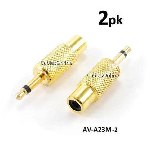2-Pack Rca Female To 3.5Mm Mono Male Plug Gold-Plated Audio Adapter, Av ...
