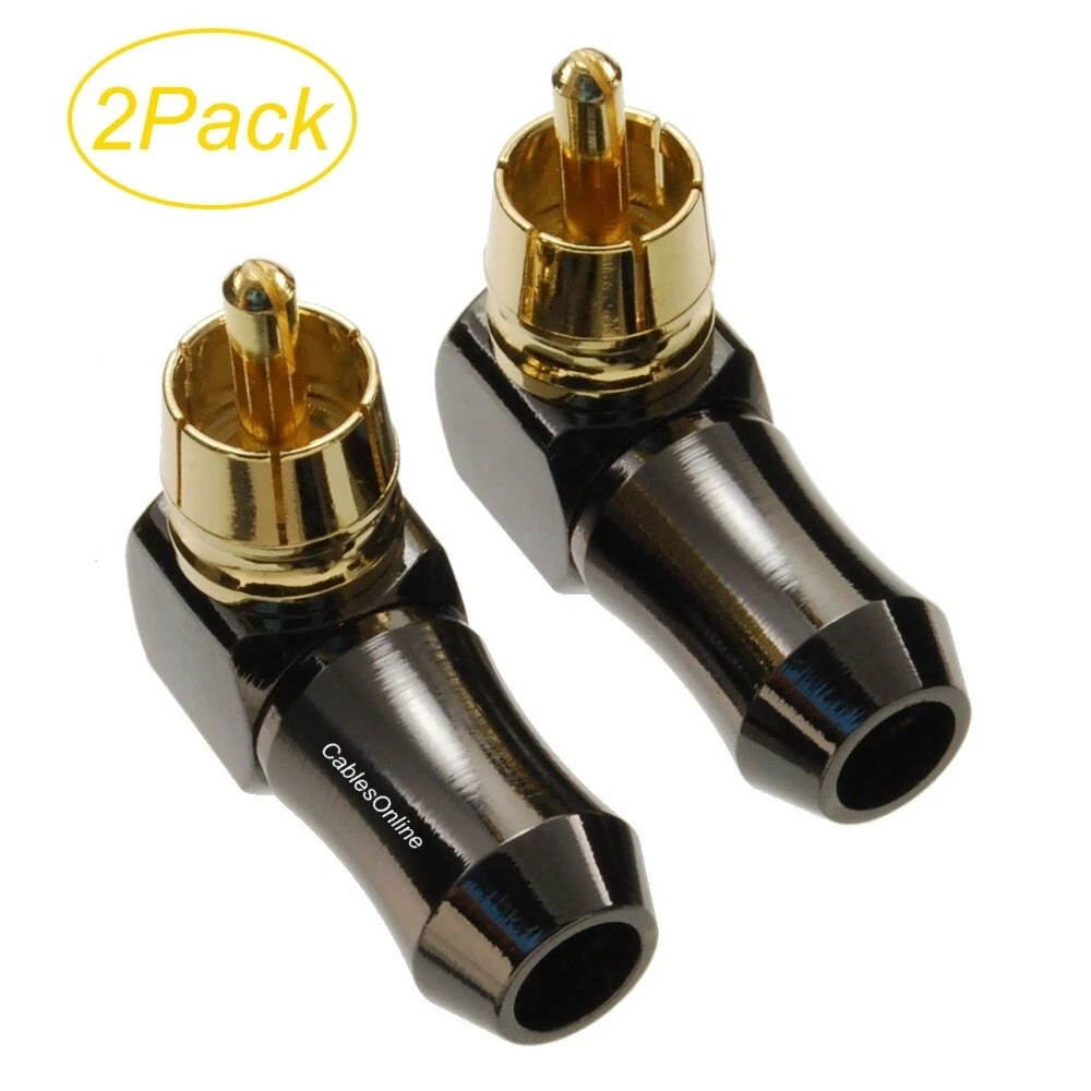 2-Pack Rca Right Angle Audio/Video Cable Male Metal Connectors ...