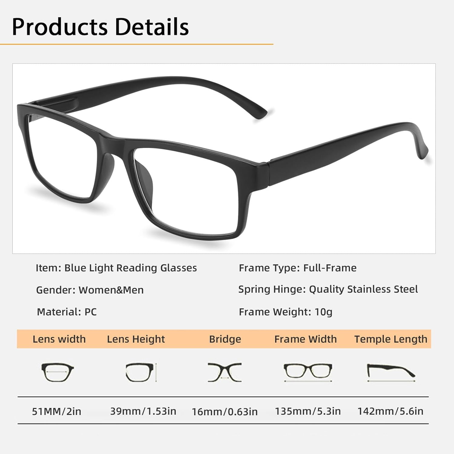 2 Pack Reading Glasses, Classic Black Frames Blue Light Blocking ...