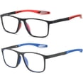 2 Pack Reading Glasses for Men, Sports Ultra-Light Blue Light Blocking ...