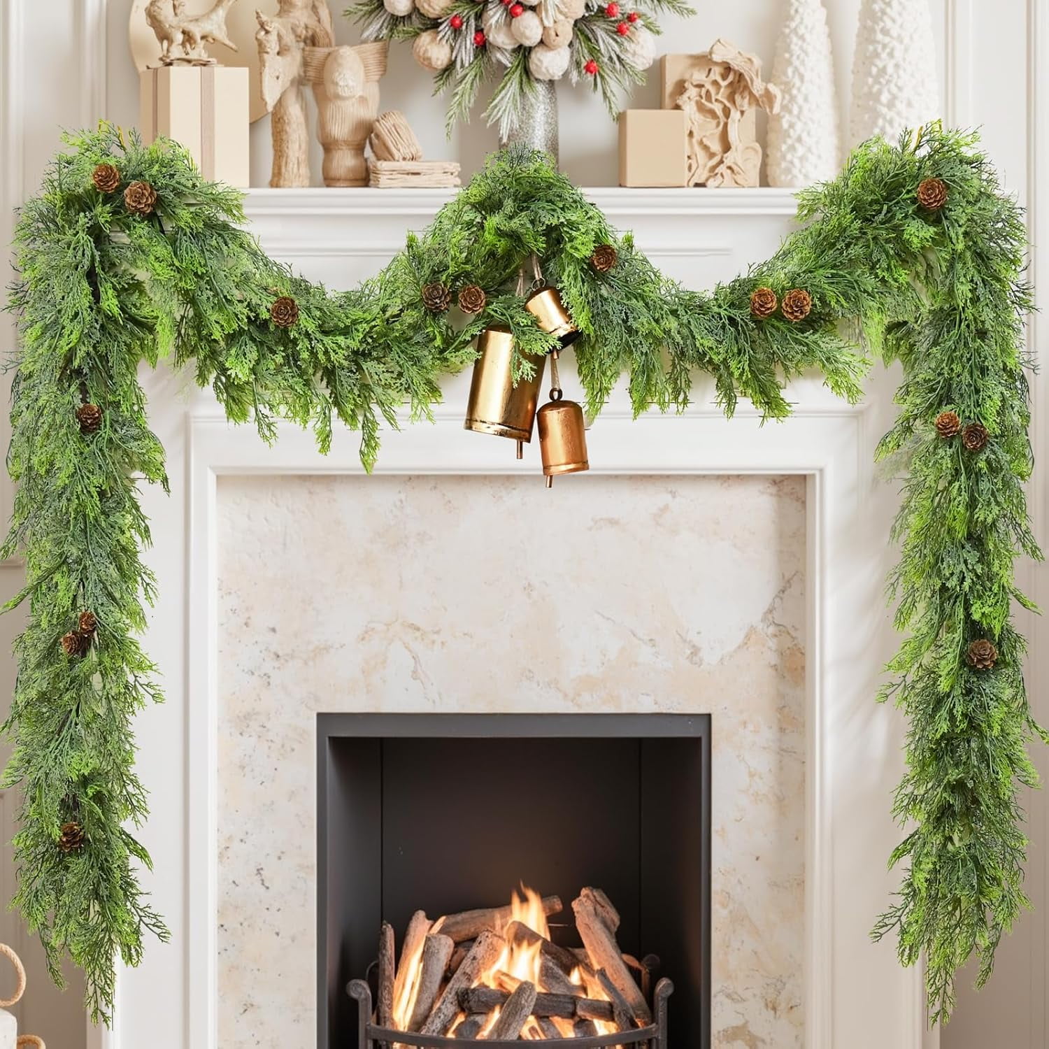 2 Pack Real Touch Realistic Greenery Pine Garland suitable for Mantle ...