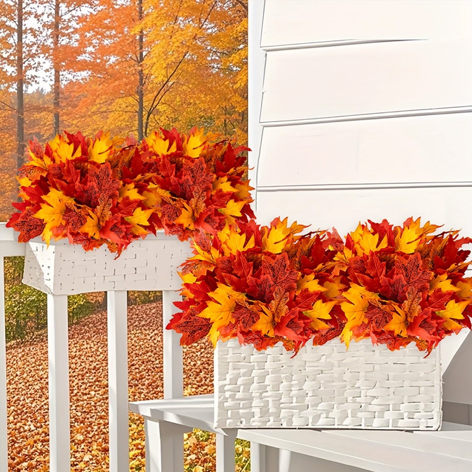 2-Pack Realistic Plastic Maple Leaf - 16-Inch Fall Foliage Decor ...