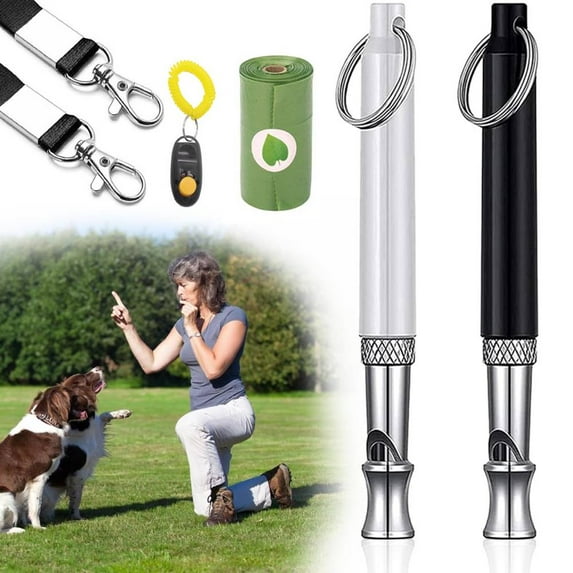 2 Pack Recall Training Ultrasonic Silent Dog Whistle Stop Barking ...