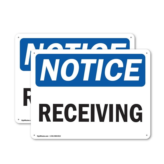 (2 Pack) Receiving OSHA Notice Sign 14 Inch X 10 Inch Indoor / Outdoor ...