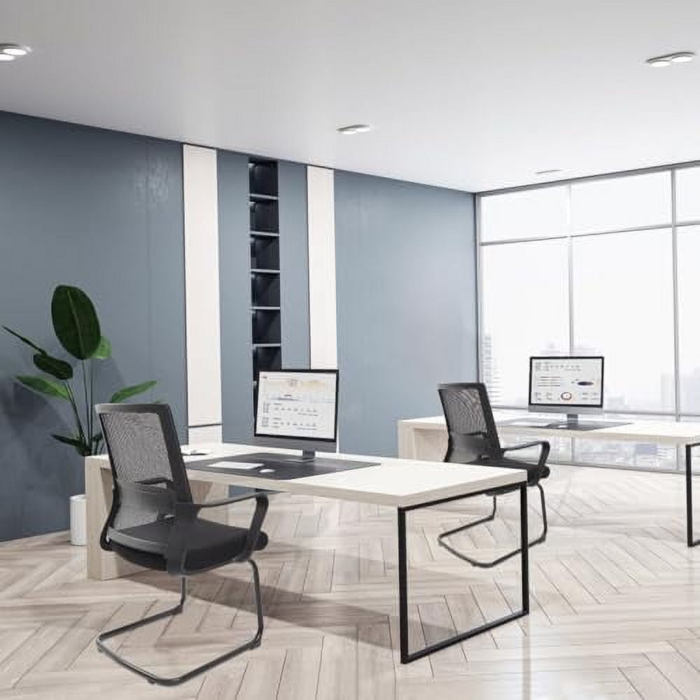 2 Pack Reception Chairs with Sled Base Mid Back Mesh for Conference ...