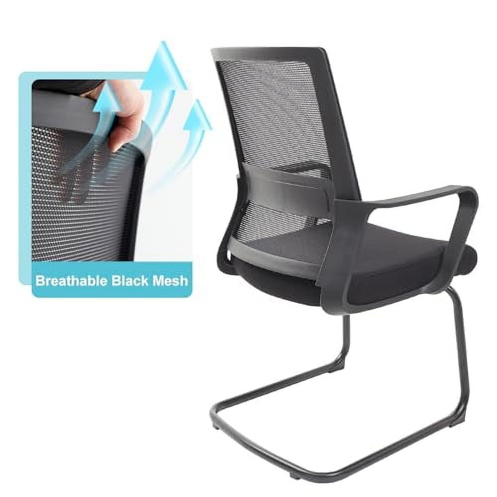 2 Pack Reception Chairs with Sled Base Mid Back Mesh for Conference ...