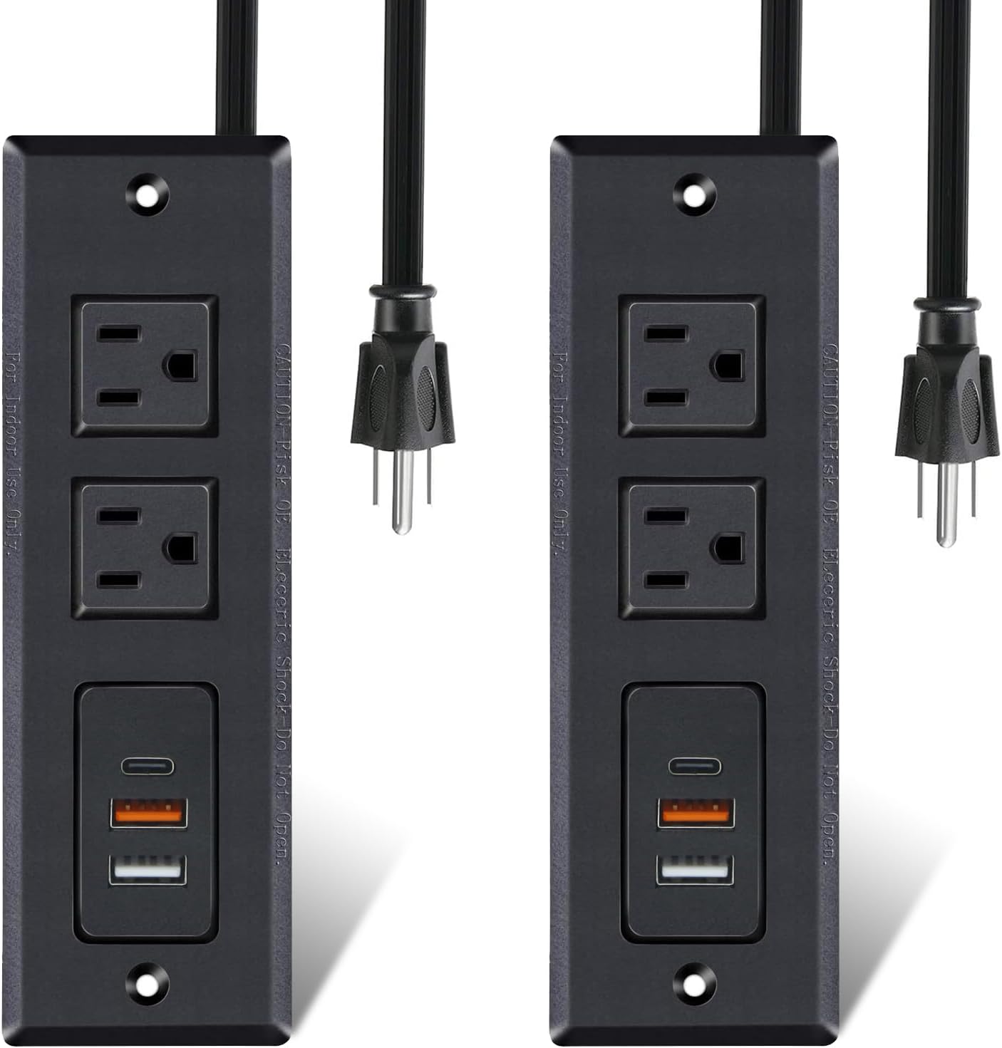 2 Pack Recessed Power Strip with USB C Port, Desk Outlet with 3 USB ...