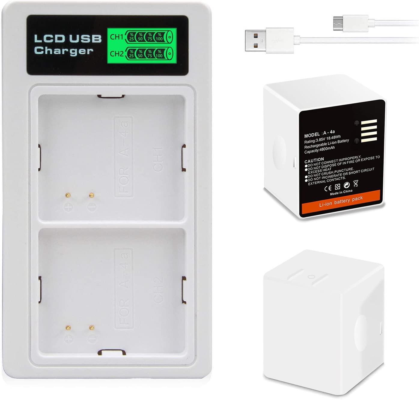 2-Pack Rechargeable Batteries and LCD Dual Charger VMA5400 for Arlo ...