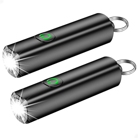 2 Pack Rechargeable EDC Flashlight, 360L Mini Flash Light with 3 ...