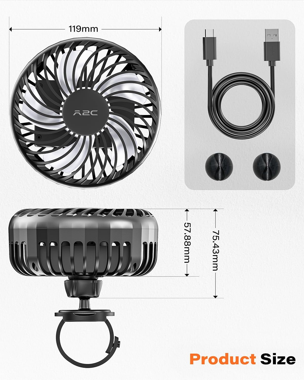 2 Pack Rechargeable Fan for Peloton & Exercise Bike - 4000mAh Portable ...