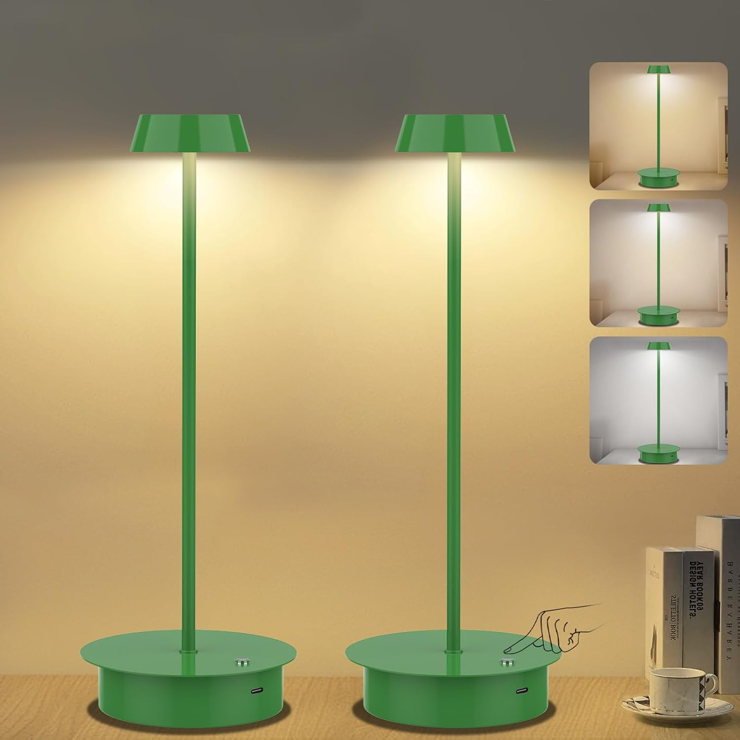 2 Pack Rechargeable LED Table Lamp: Cordless Table Lamp with Touch ...
