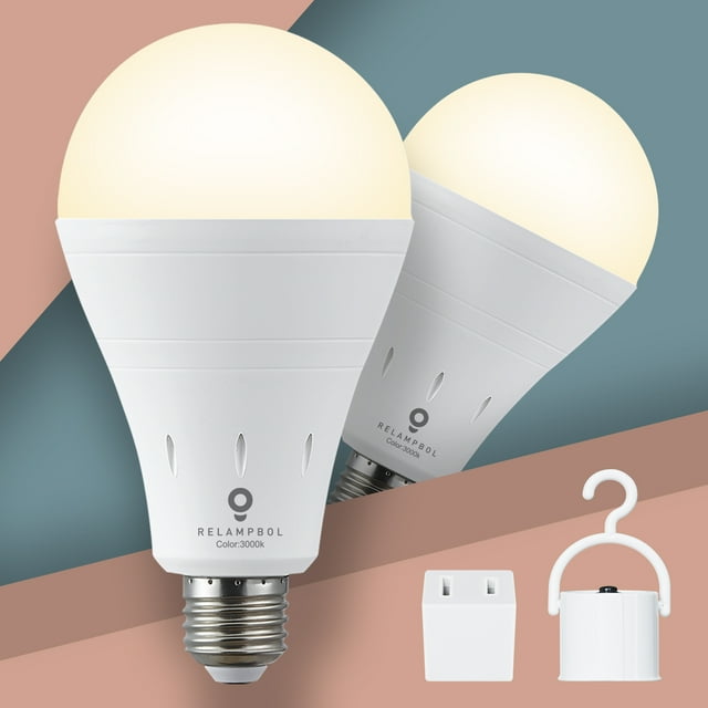 2 Pack Rechargeable Light Bulb Emergency Battery Operated Light Bulbs ...
