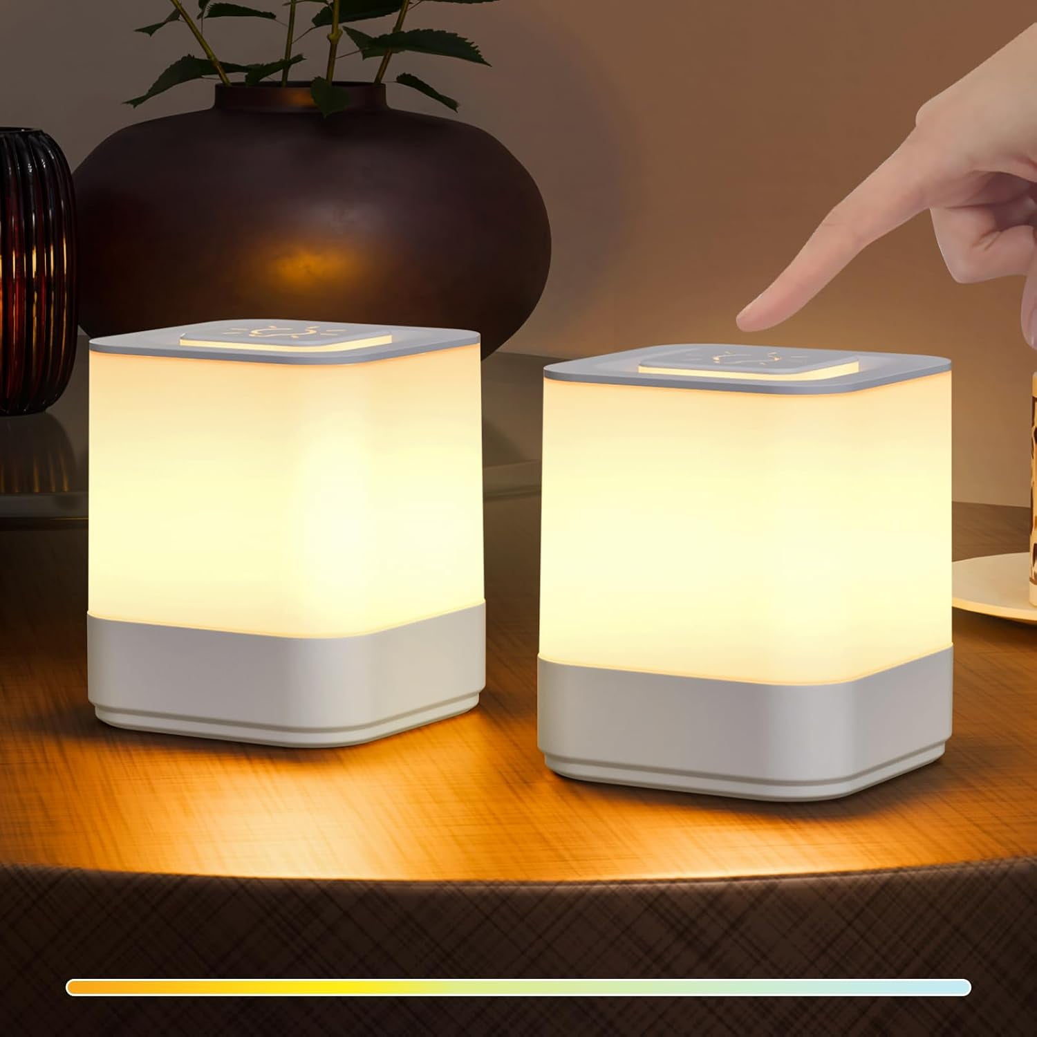 2 Pack Rechargeable Night Light Lamp 3 Modes Touch Dimmable LED ...