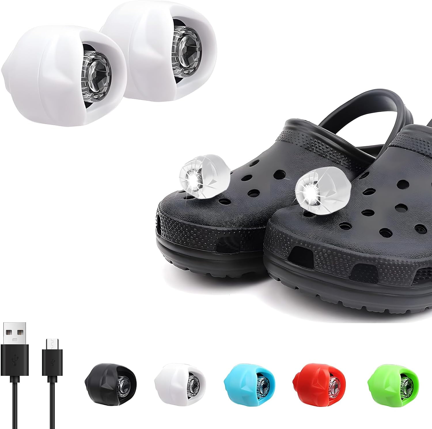 2 Pack Rechargeable Shoe Lights for Crocs - Waterproof LED Headlamps ...