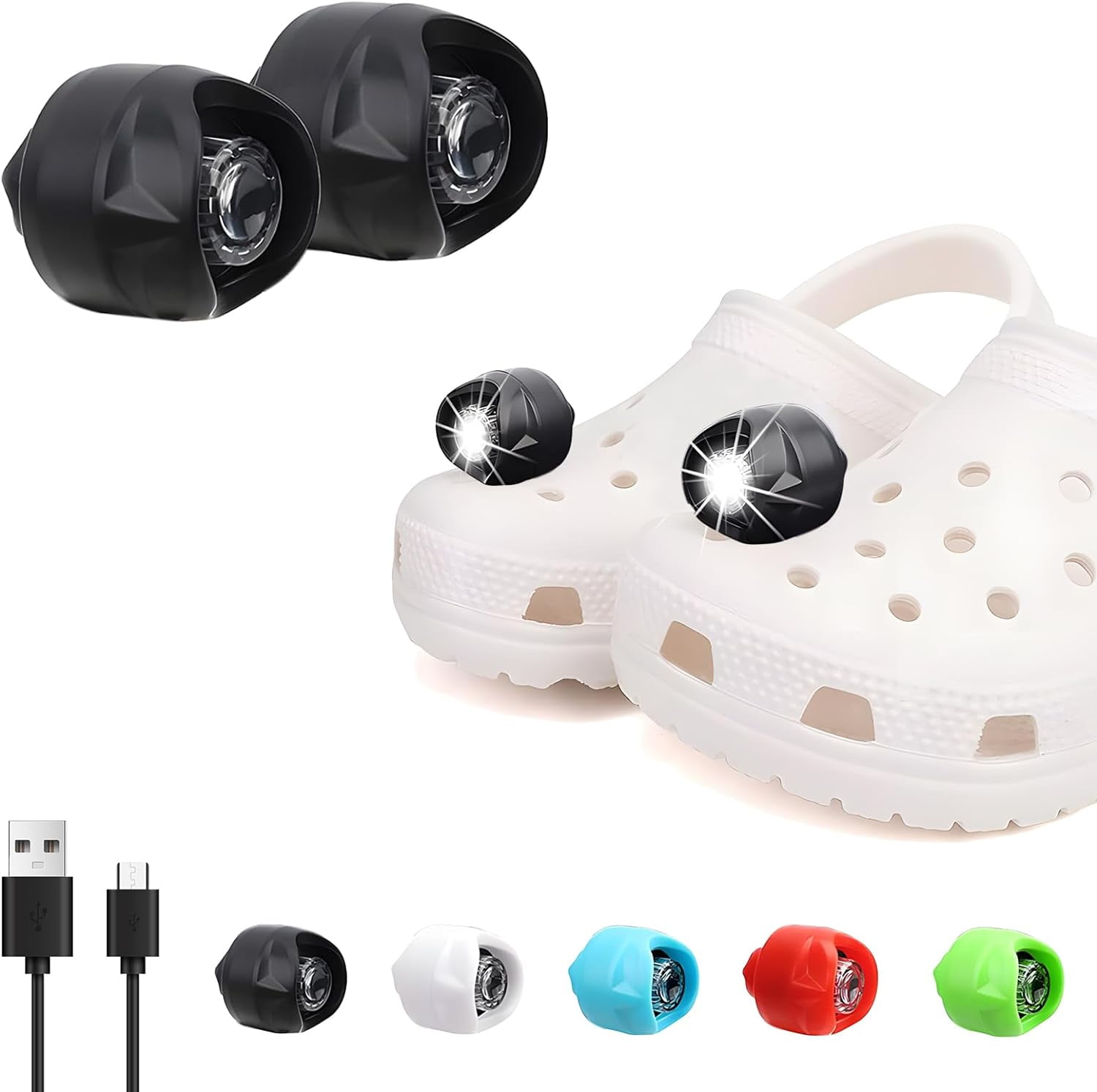 2 Pack Rechargeable Shoe Lights for Crocs - Waterproof LED Headlamps ...