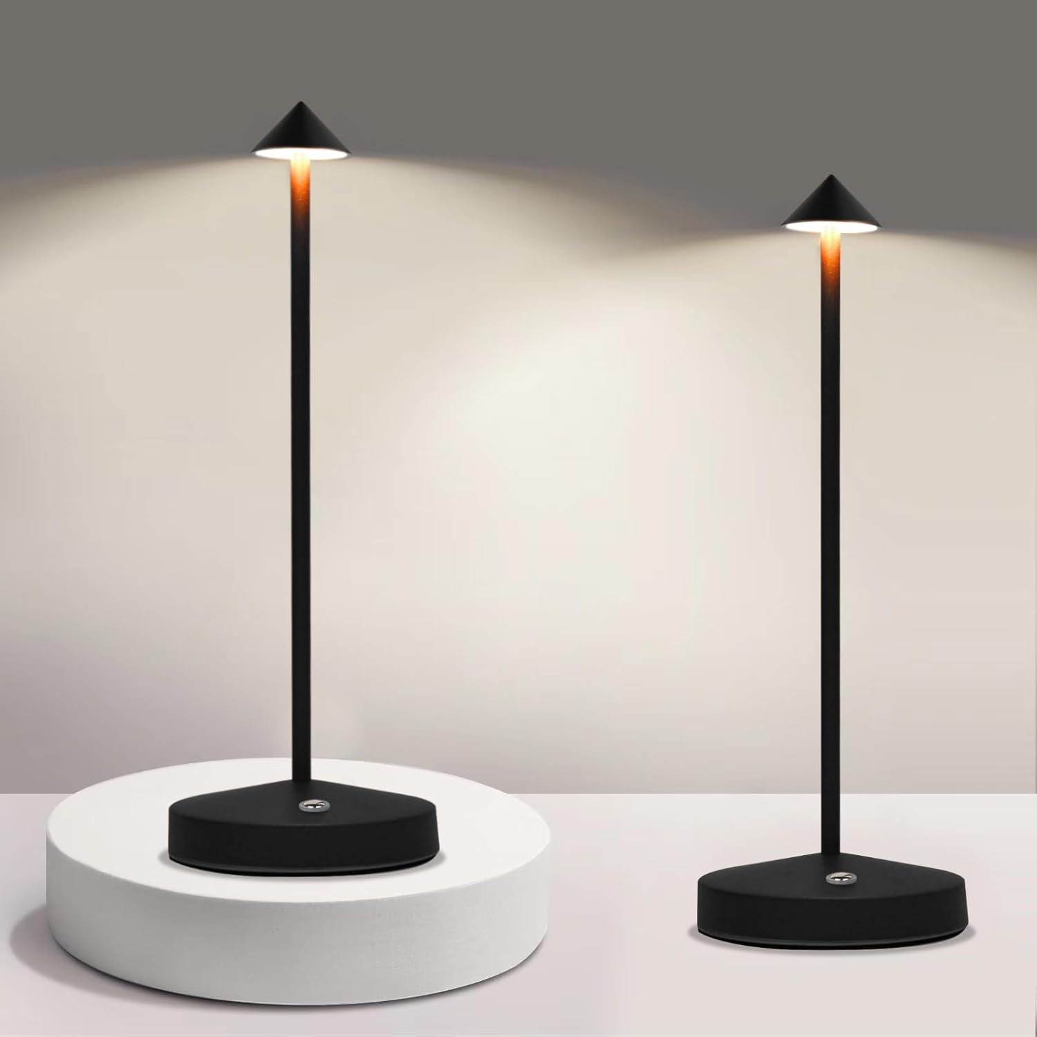 2 Pack Rechargeable Table Lamps, Upgraded Portable LED Cordless Desk ...