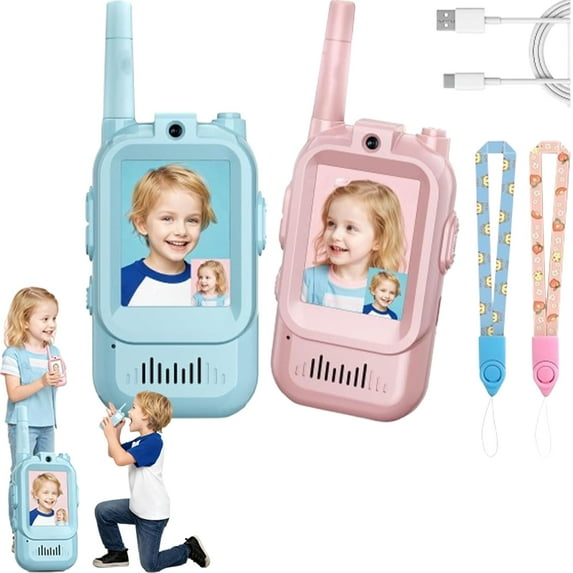 2 Pack Rechargeable Video Walkie Talkies with Screen Face to Face Call ...
