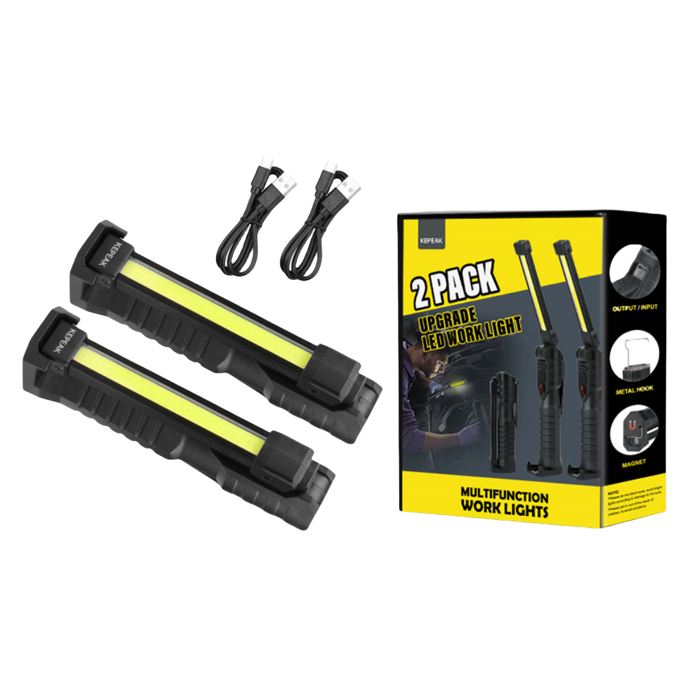 2 Pack Rechargeable Work Lights,KEPEAK LED Work Light with Magnetic ...