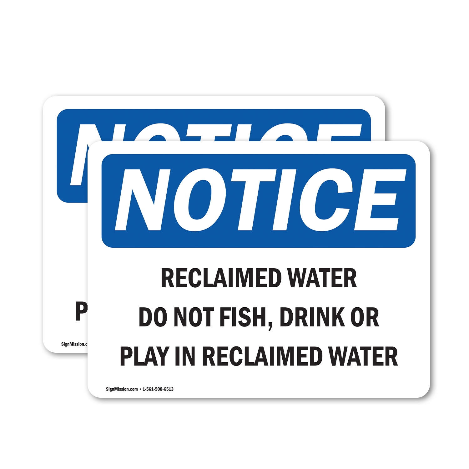 (2 Pack) Reclaimed Water Do Not Fish Drink Or Play OSHA Notice Sign ...