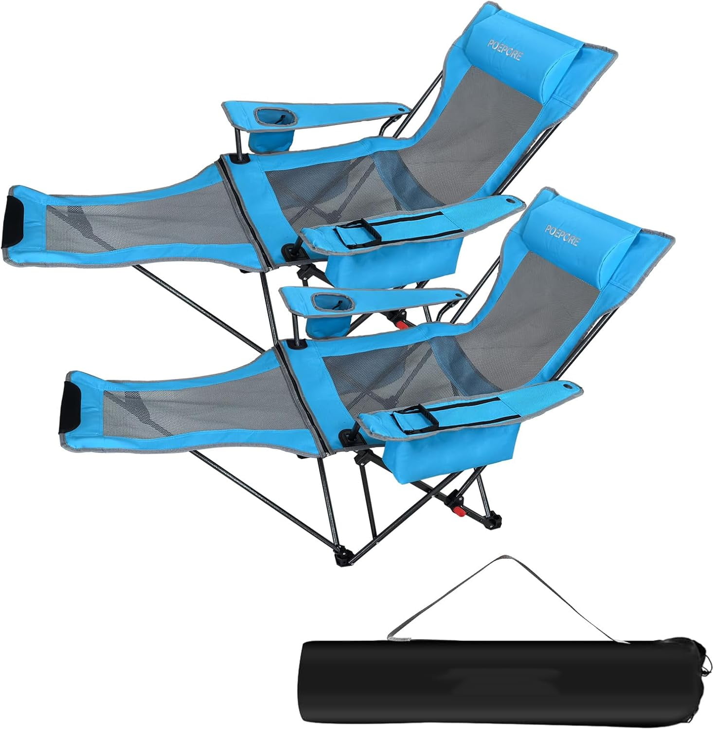 2-Pack Reclining Camping Chair 4 Position with Foot Rest Comfortable ...