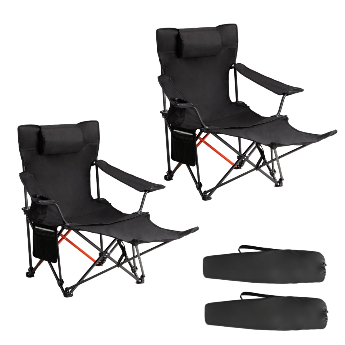 2-Pack Reclining Camping Chairs - Adjustable with Footrest & Headrest ...
