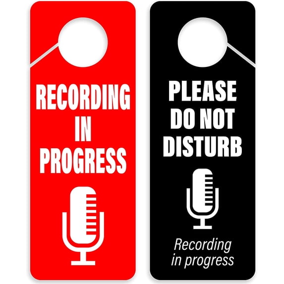 Saltnlight Recording in Progress Door Knob Hanger Signs, Double Sided ...
