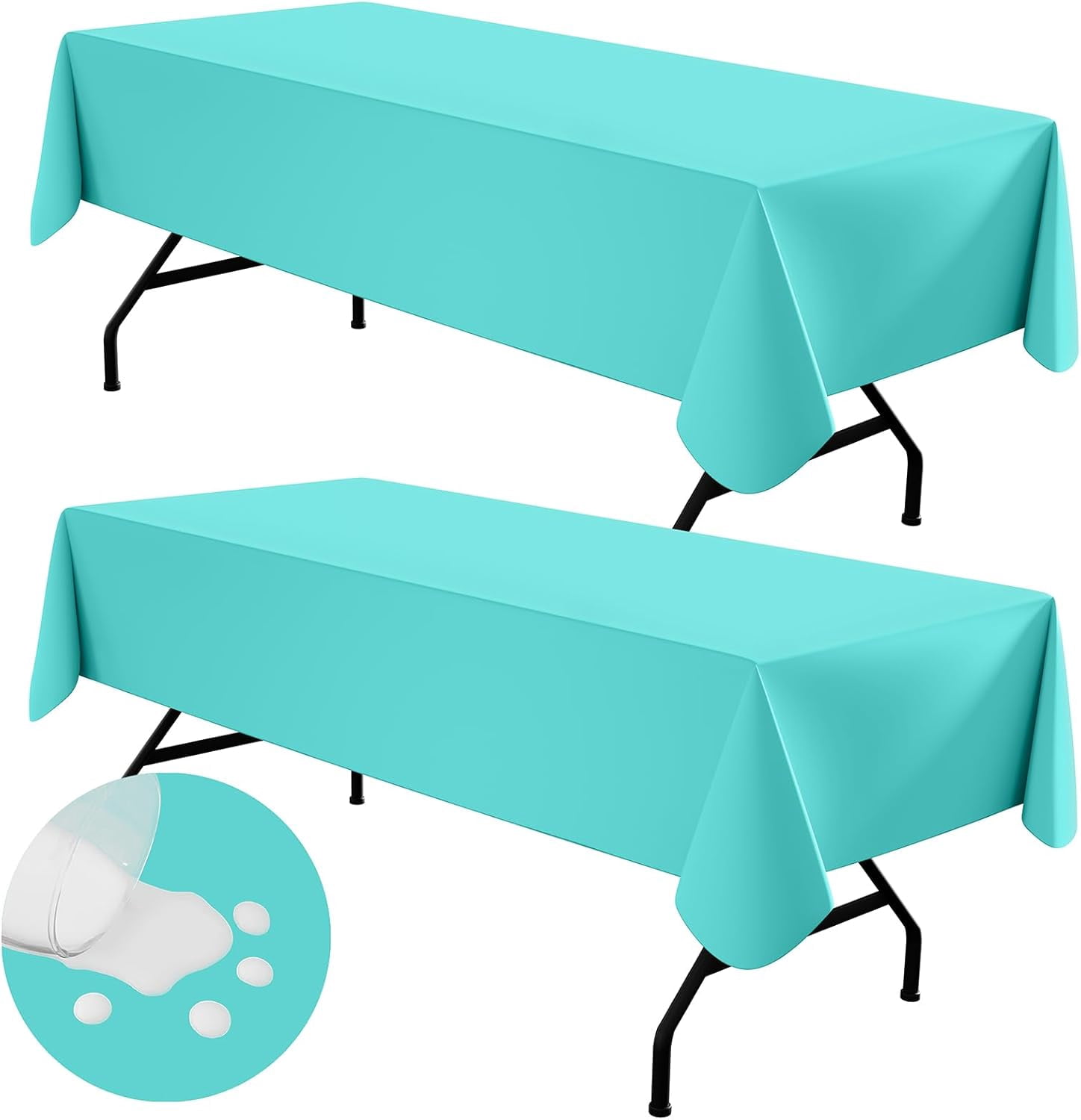 2 Pack Rectangle Vinyl Tablecloth, Waterproof and Spillproof Plastic ...