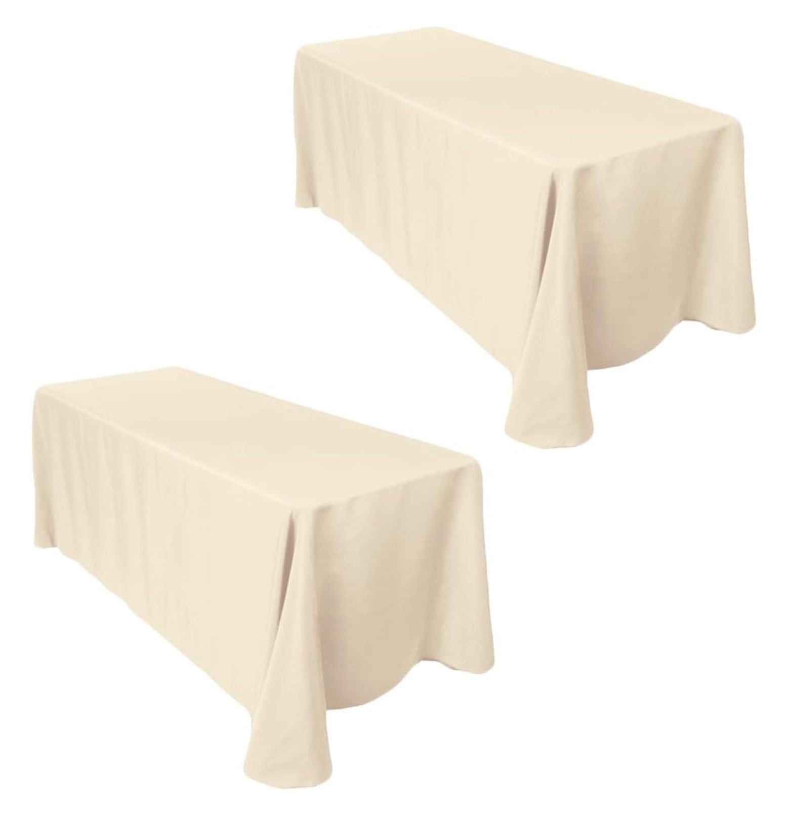 2-Pack Rectangular Tablecloths 90 in x 132 in with Rounded Corners - Beige Table Cloths for 6 ft ...