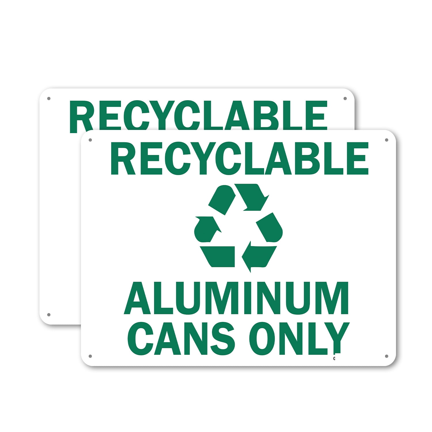 (2 Pack) Recyclable Aluminum Cans Only with Graphic OSHA ANSI Sign 14 ...