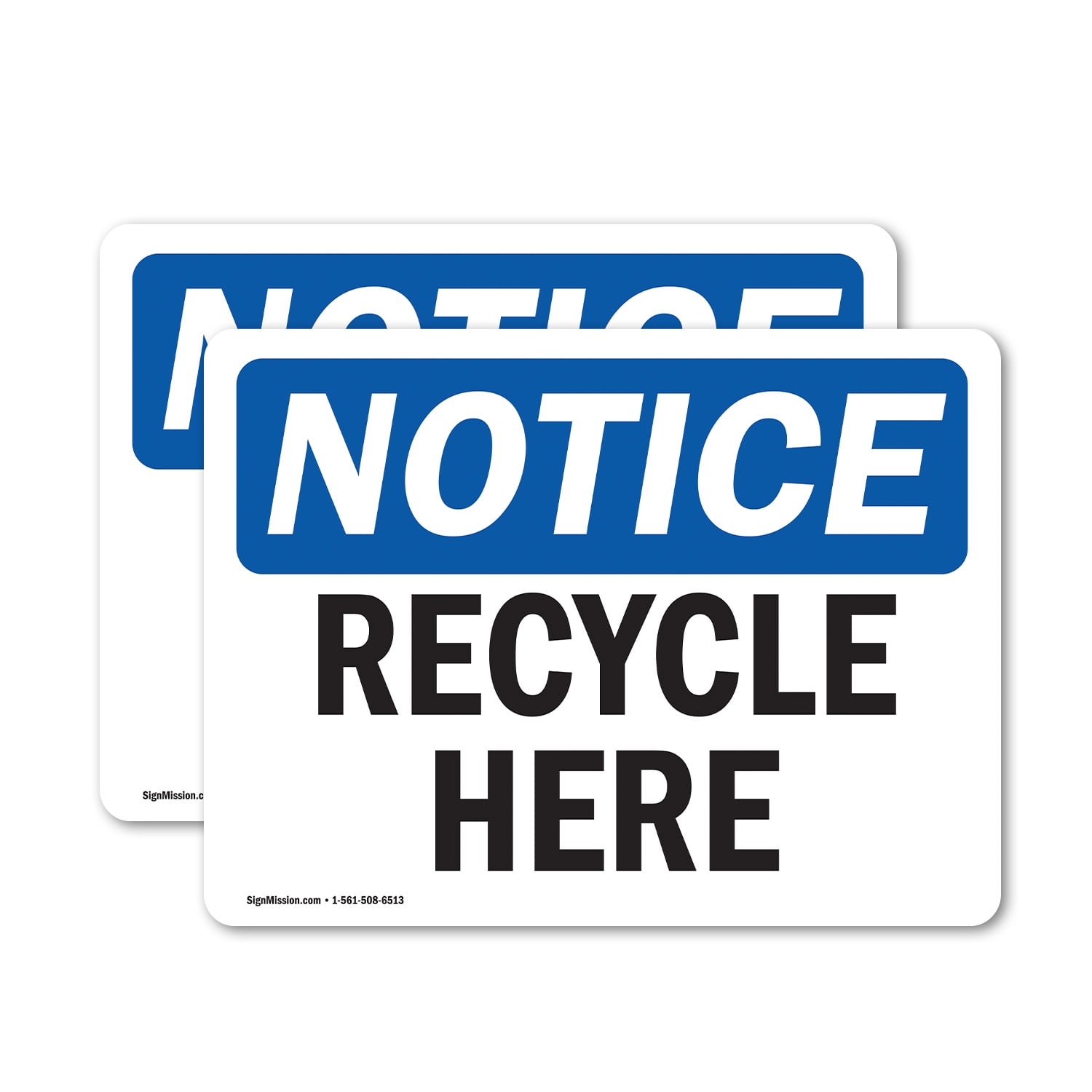 (2 Pack) Recycle Here OSHA Notice Sign 14 Inch X 10 Inch Vinyl Label ...