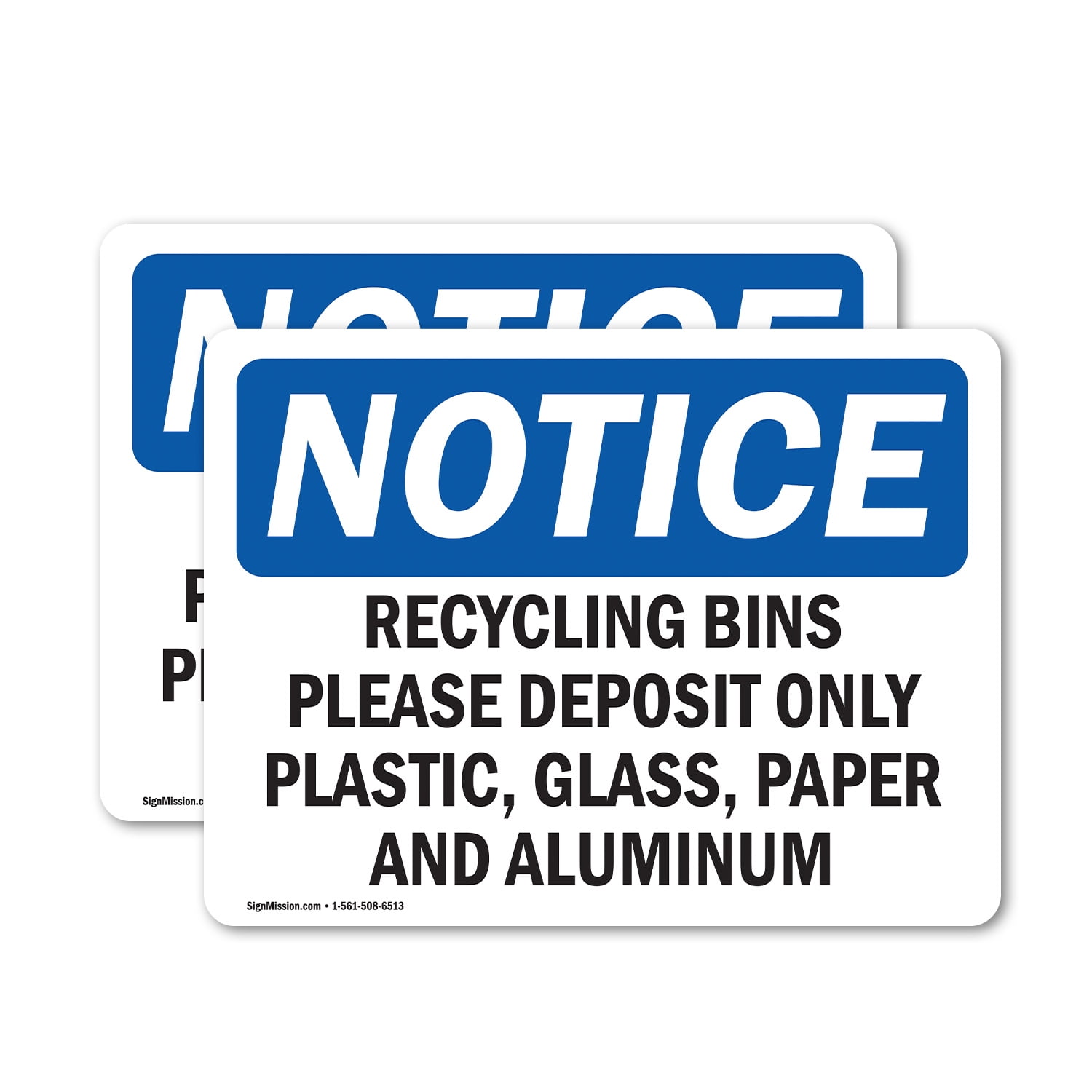 (2 Pack) Recycling Bins Please Deposit Only Plastic OSHA Notice Sign ...