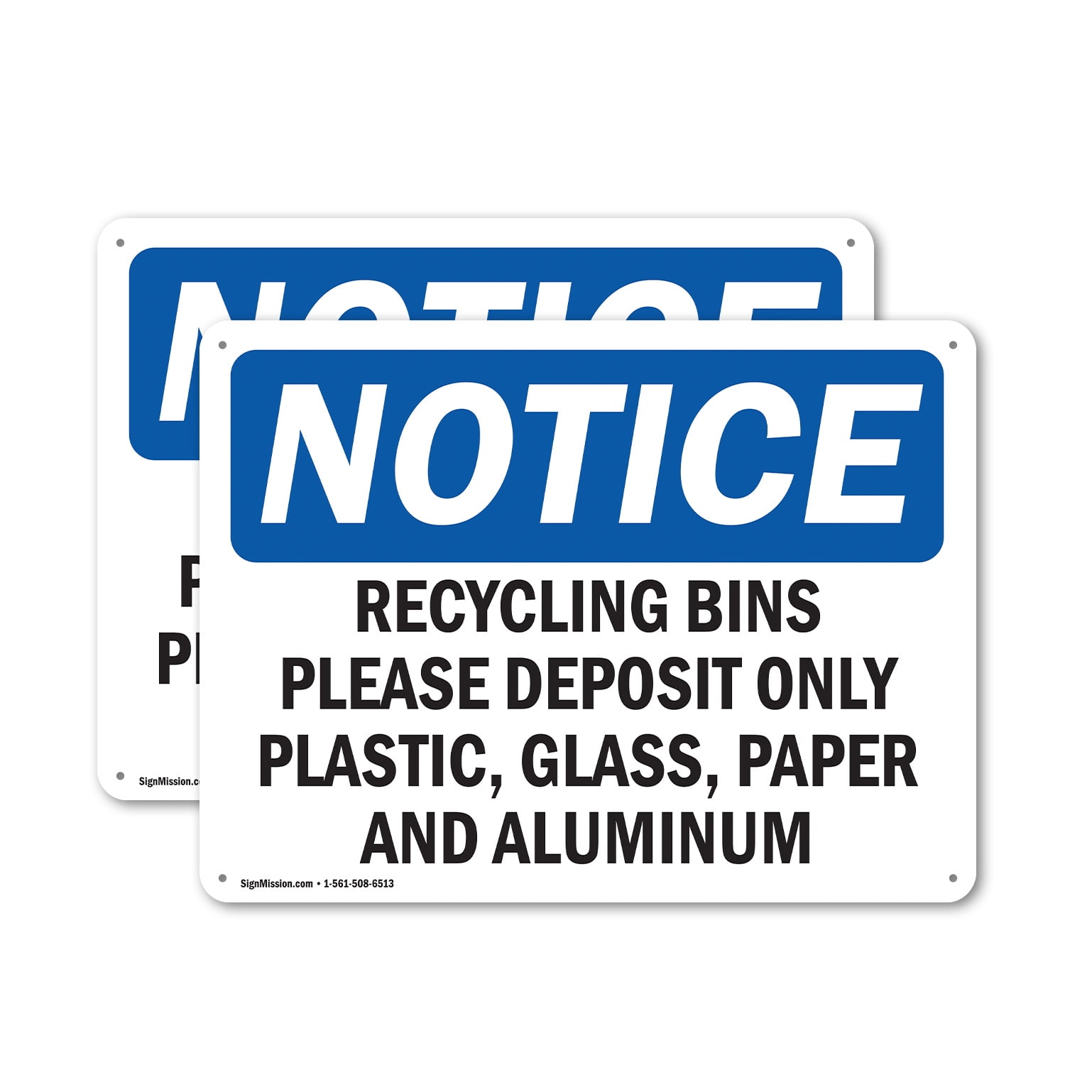 (2 Pack) Recycling Bins Please Deposit Only Plastic OSHA Notice Sign 14 ...