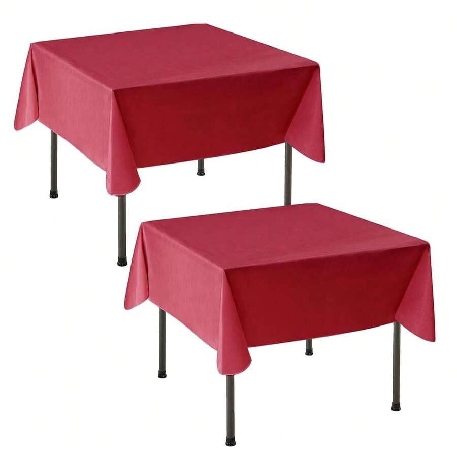 2 Pack Red 54x54 Inch Vinyl Square Tablecloth, Flannel Backed ...