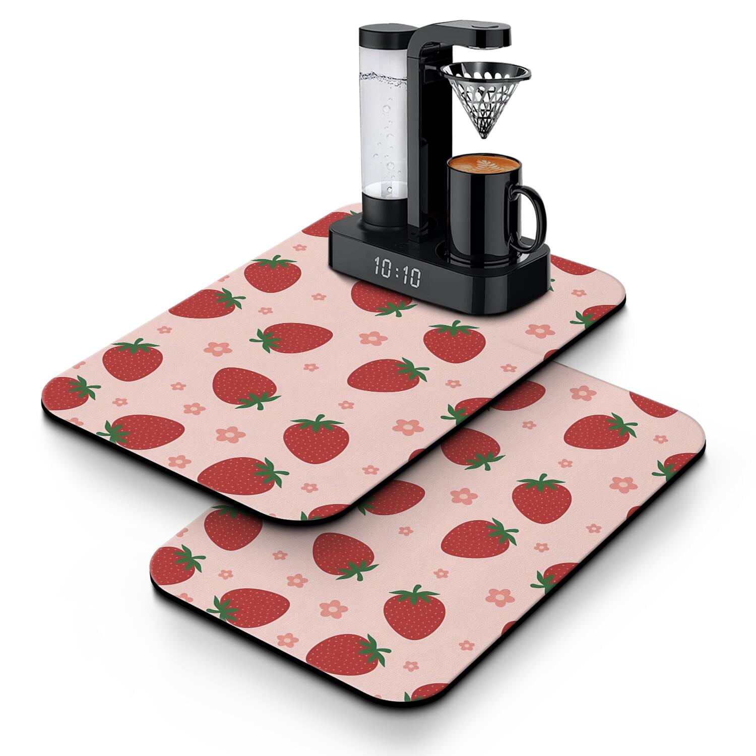 2 Pack Red Berry Coffee Mat Set - Fresh Strawberry Themed Mats, Perfect ...
