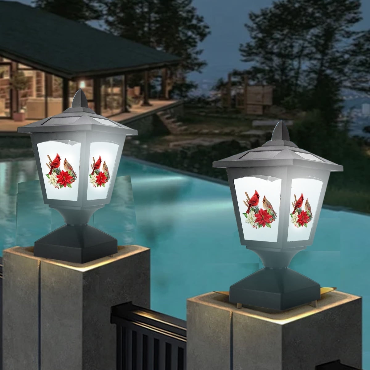 2-Pack Red Bird Solar Post & Fence Cap Lights – Decorative Outdoor ...