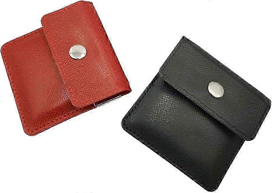 2 Pack Red & Black Leather Ashtray Pocket Pouch - Compact Odour Free ...