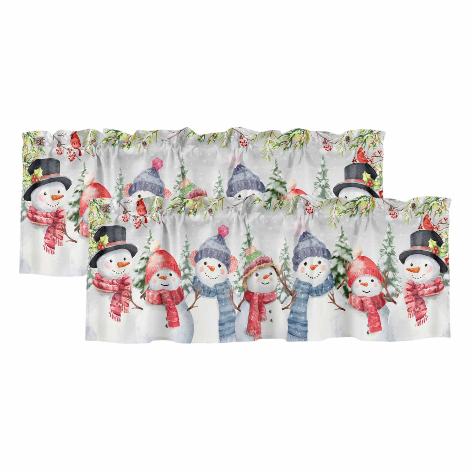 2 Pack Red Blue Christmas Snowman Valances for Windows Bedroom Living ...
